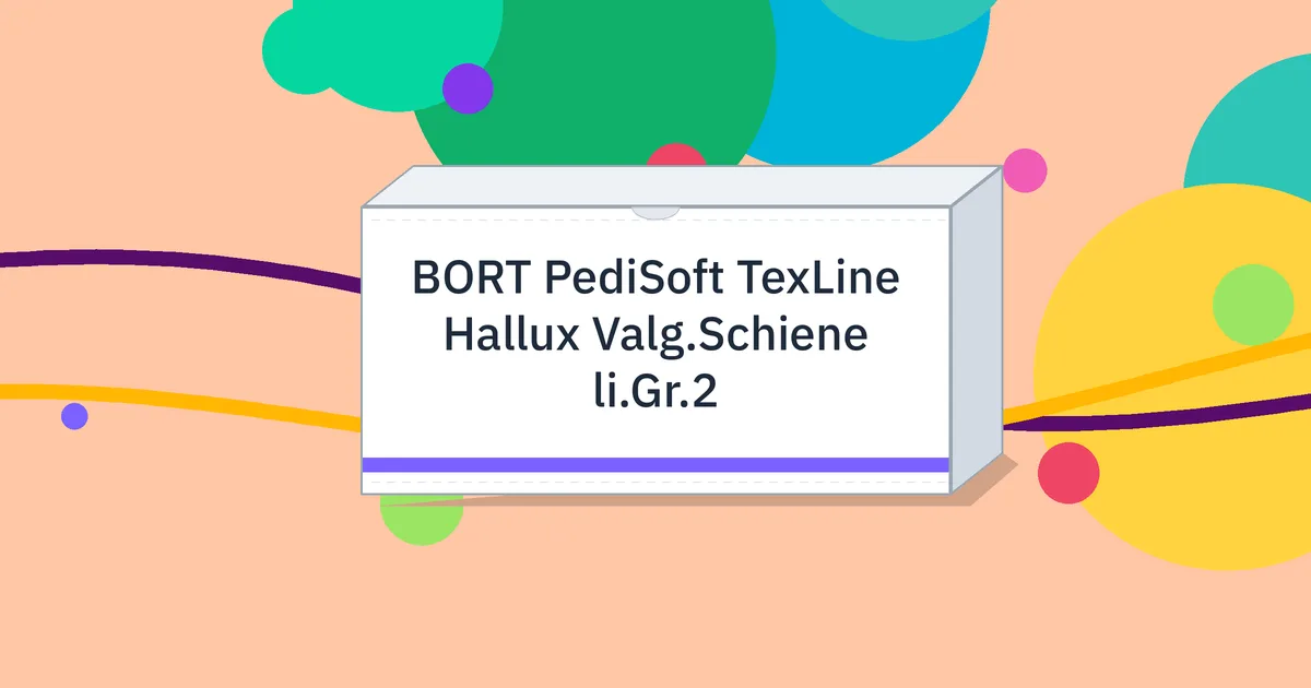 Symbolbild: Packung mit der Aufschrift BORT PediSoft TexLine Hallux Valg.Schiene li.Gr.2 (PZN 17842625) – Verfügbarkeit und Bezug in Apotheken in Frankfurt am Main