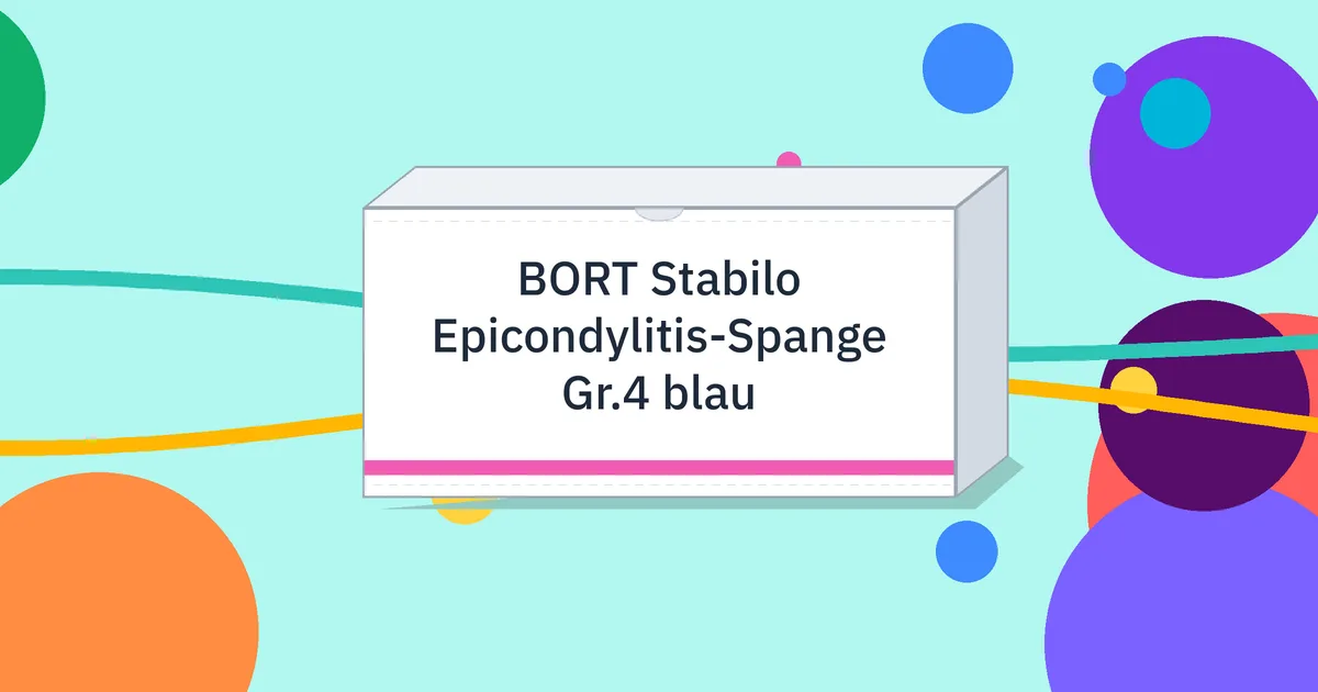 Symbolbild: Packung mit der Aufschrift BORT Stabilo Epicondylitis-Spange Gr.4 blau (PZN 20290431) – Verfügbarkeit und Bezug in Apotheken in Frankfurt am Main