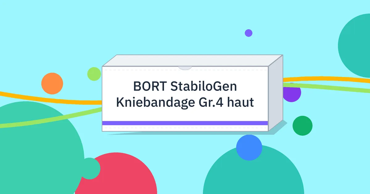 Symbolbild: Packung mit der Aufschrift BORT StabiloGen Kniebandage Gr.4 haut (PZN 16846561) – Verfügbarkeit und Bezug in Apotheken in Frankfurt am Main