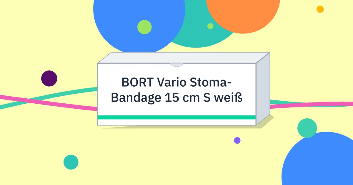 Symbolbild: Packung mit der Aufschrift BORT Vario Stoma-Bandage 15 cm S weiß (PZN 16318856) – Verfügbarkeit und Bezug in Apotheken in Frankfurt am Main