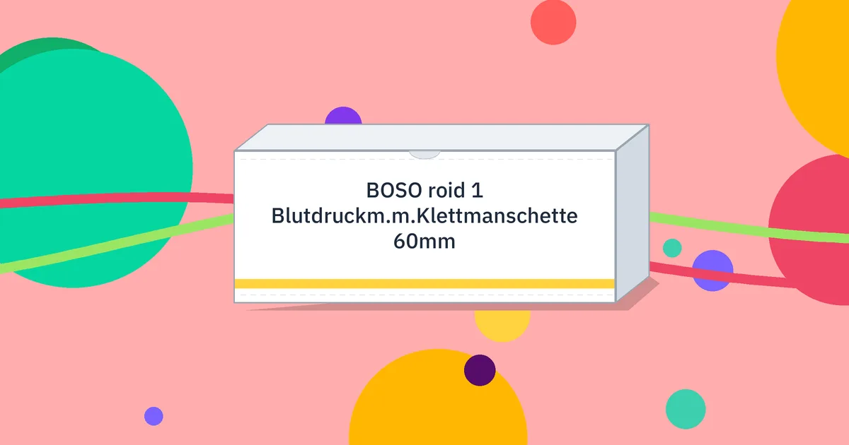 Symbolbild: Packung mit der Aufschrift BOSO roid 1 Blutdruckm.m.Klettmanschette 60mm (PZN 01974514) – Verfügbarkeit und Bezug in Apotheken in Frankfurt am Main