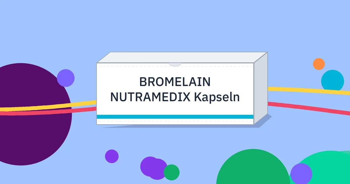 Symbolbild: Packung mit der Aufschrift BROMELAIN NUTRAMEDIX Kapseln (PZN 19296061) – Verfügbarkeit und Bezug in Apotheken in Frankfurt am Main