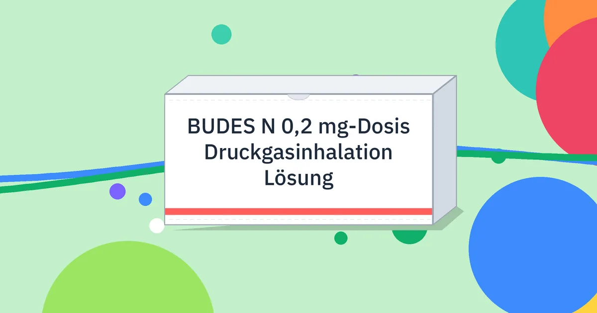 Symbolbild: Packung mit der Aufschrift BUDES N 0,2 mg-Dosis Druckgasinhalation Lösung (PZN 00713881) – Verfügbarkeit und Bezug in Apotheken in Frankfurt am Main