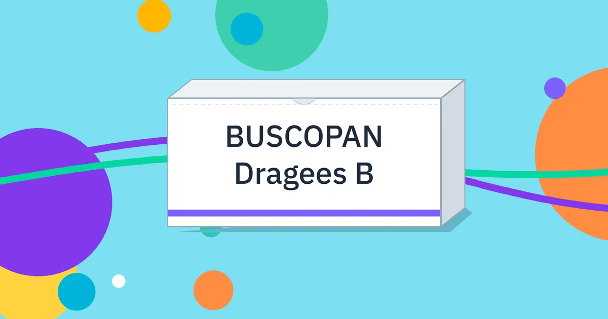 Symbolbild: Packung mit der Aufschrift BUSCOPAN Dragees B (PZN 03203117) – Verfügbarkeit und Bezug in Apotheken in Frankfurt am Main