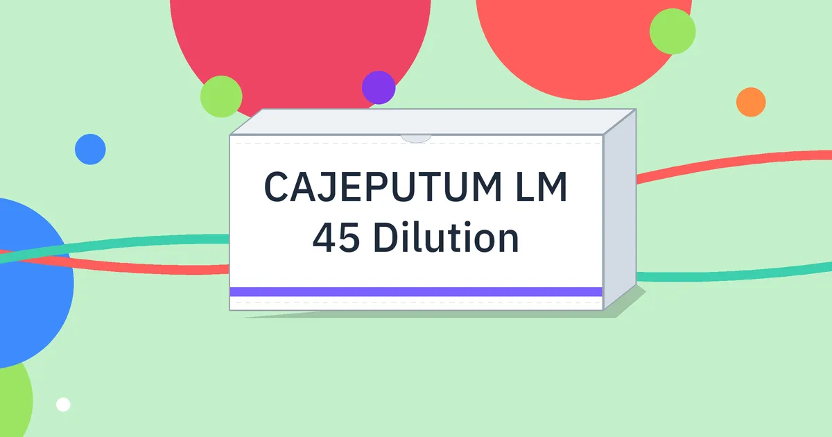 Symbolbild: Packung mit der Aufschrift CAJEPUTUM LM 45 Dilution (PZN 12799801) – Verfügbarkeit und Bezug in Apotheken in Frankfurt am Main