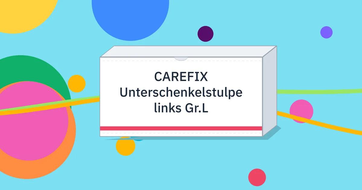 Symbolbild: Packung mit der Aufschrift CAREFIX Unterschenkelstulpe links Gr.L (PZN 09080437) – Verfügbarkeit und Bezug in Apotheken in Frankfurt am Main