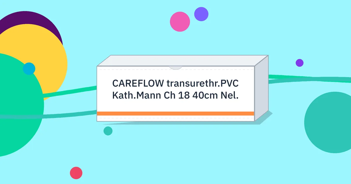 Symbolbild: Packung mit der Aufschrift CAREFLOW transurethr.PVC Kath.Mann Ch 18 40cm Nel. (PZN 18321093) – Verfügbarkeit und Bezug in Apotheken in Frankfurt am Main