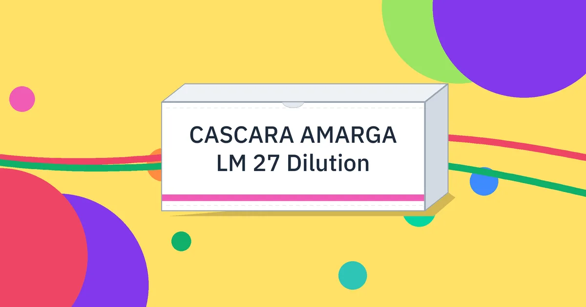 Symbolbild: Packung mit der Aufschrift CASCARA AMARGA LM 27 Dilution (PZN 13432600) – Verfügbarkeit und Bezug in Apotheken in Frankfurt am Main