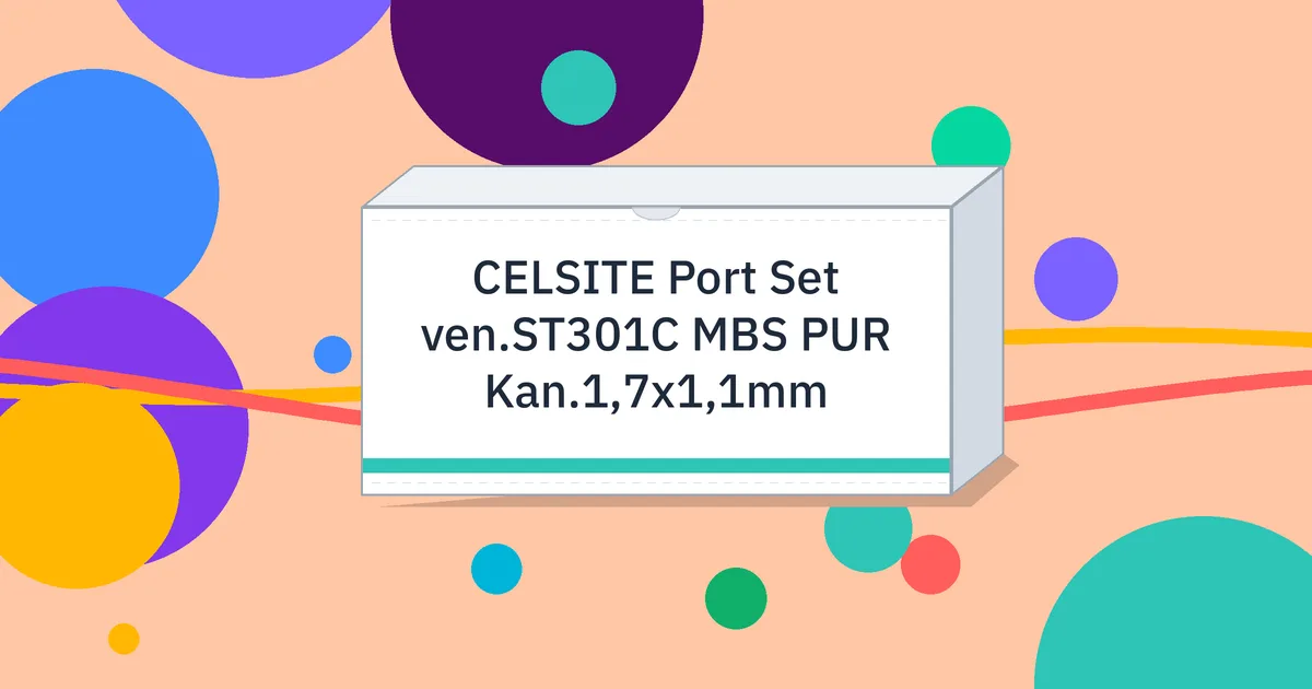 Symbolbild: Packung mit der Aufschrift CELSITE Port Set ven.ST301C MBS PUR Kan.1,7x1,1mm (PZN 01057901) – Verfügbarkeit und Bezug in Apotheken in Frankfurt am Main