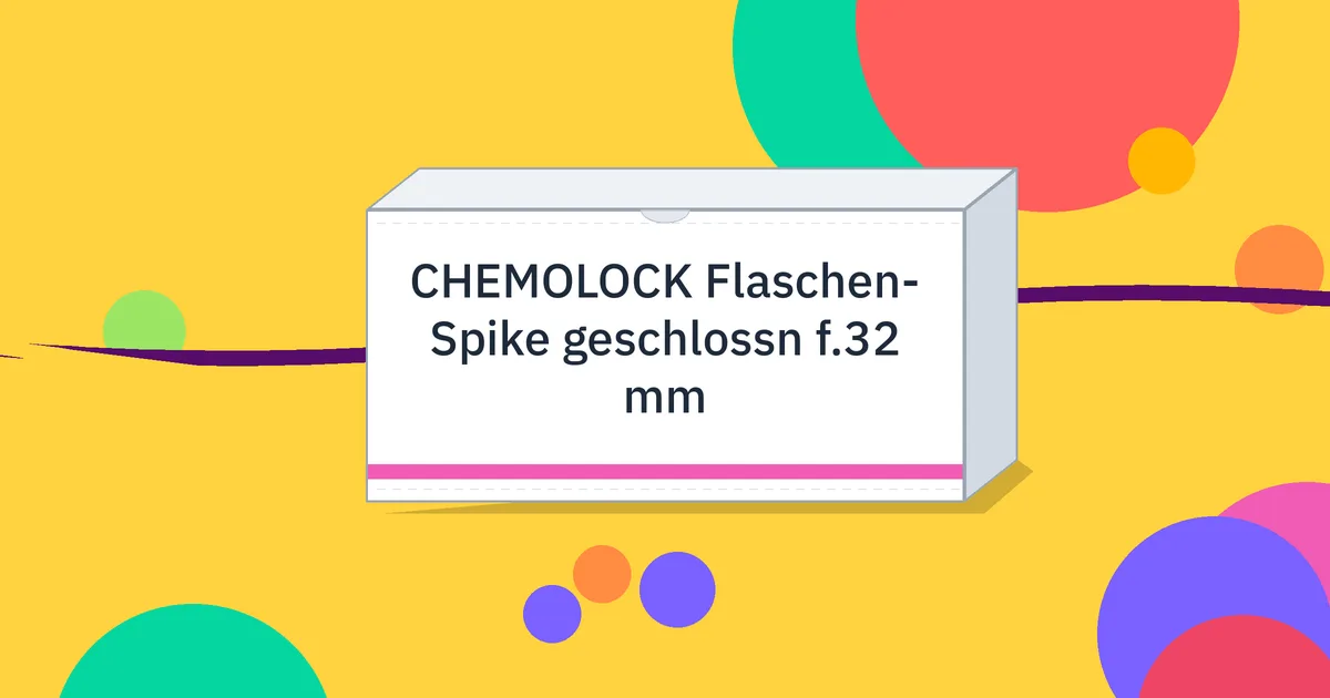 Symbolbild: Packung mit der Aufschrift CHEMOLOCK Flaschen-Spike geschlossn f.32 mm (PZN 19443266) – Verfügbarkeit und Bezug in Apotheken in Frankfurt am Main