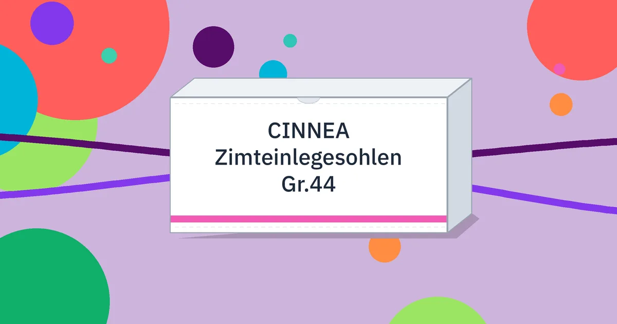 Symbolbild: Packung mit der Aufschrift CINNEA Zimteinlegesohlen Gr.44 (PZN 01909617) – Verfügbarkeit und Bezug in Apotheken in Frankfurt am Main