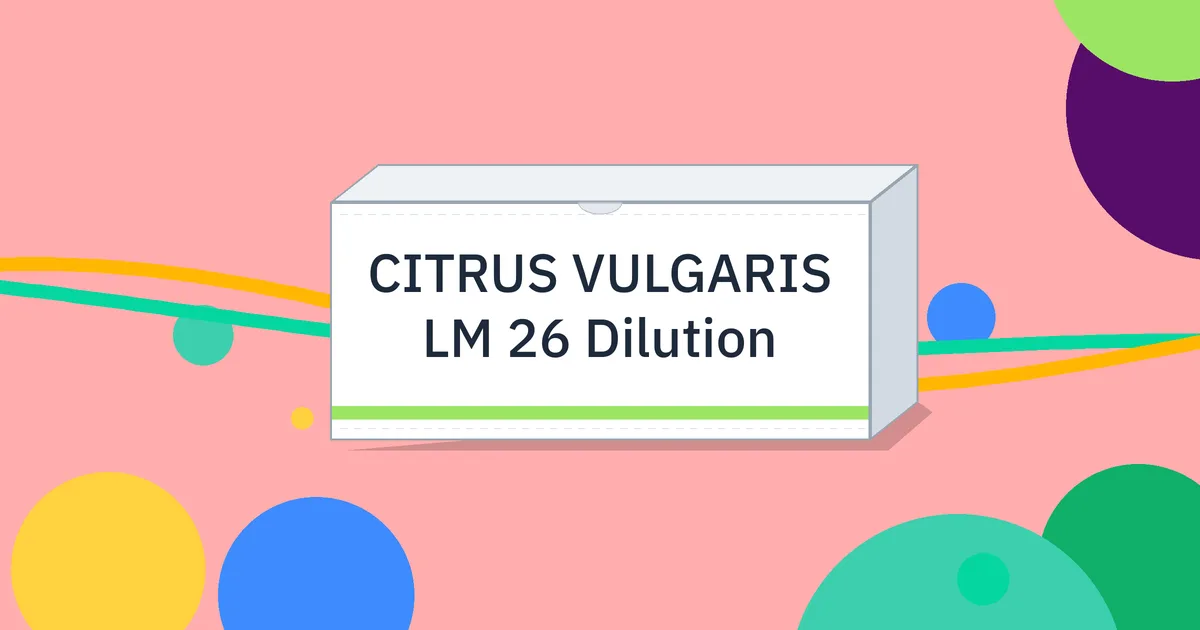 Symbolbild: Packung mit der Aufschrift CITRUS VULGARIS LM 26 Dilution (PZN 12821943) – Verfügbarkeit und Bezug in Apotheken in Frankfurt am Main