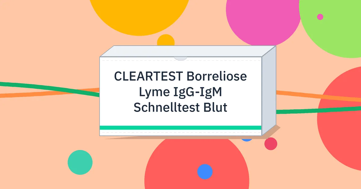 Symbolbild: Packung mit der Aufschrift CLEARTEST Borreliose Lyme IgG-IgM Schnelltest Blut (PZN 16734218) – Verfügbarkeit und Bezug in Apotheken in Frankfurt am Main