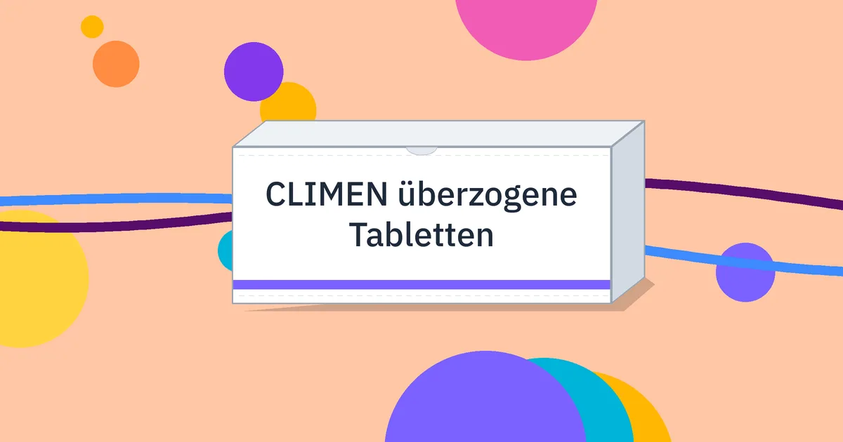 Symbolbild: Packung mit der Aufschrift CLIMEN überzogene Tabletten (PZN 06182982) – Verfügbarkeit und Bezug in Apotheken in Frankfurt am Main