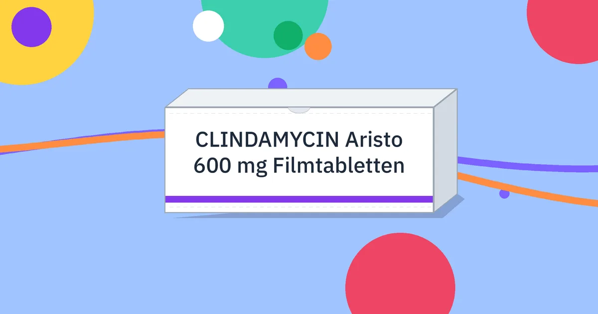 Symbolbild: Packung mit der Aufschrift CLINDAMYCIN Aristo 600 mg Filmtabletten (PZN 10273822) – Verfügbarkeit und Bezug in Apotheken in Frankfurt am Main