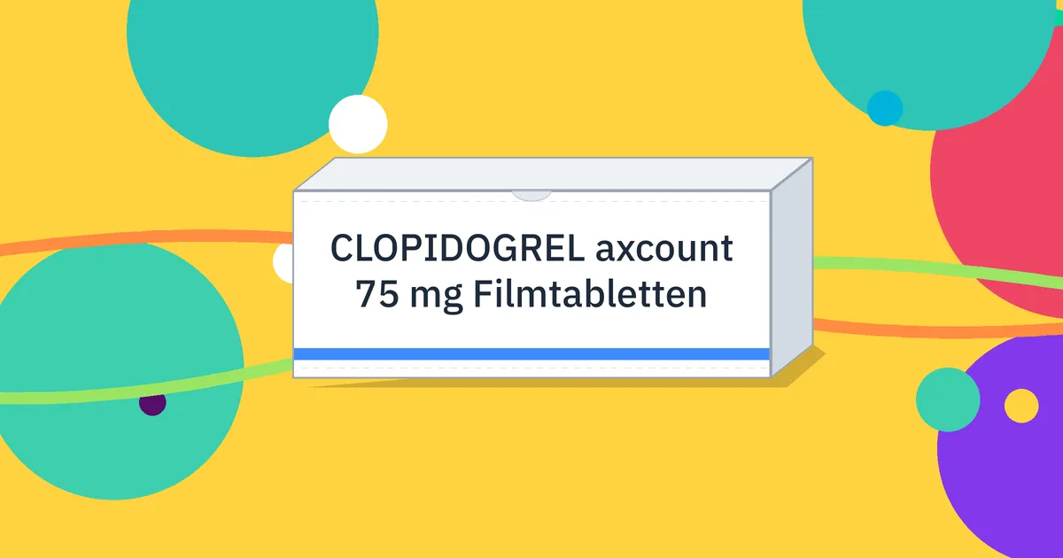 Symbolbild: Packung mit der Aufschrift CLOPIDOGREL axcount 75 mg Filmtabletten (PZN 11343861) – Verfügbarkeit und Bezug in Apotheken in Frankfurt am Main