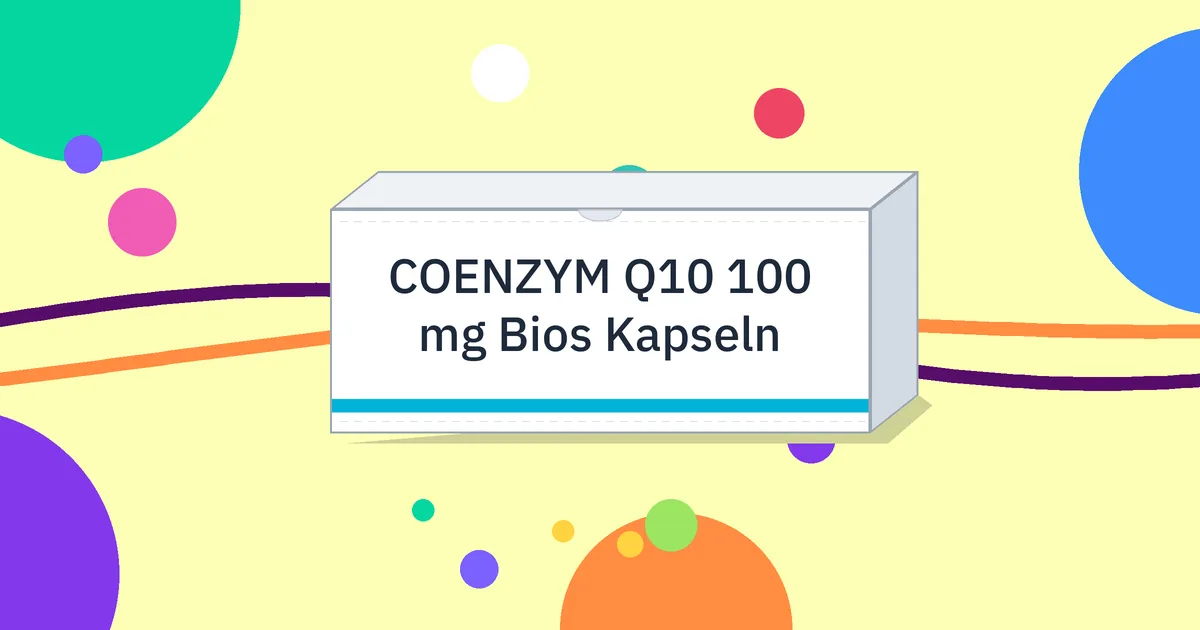 Symbolbild: Packung mit der Aufschrift COENZYM Q10 100 mg Bios Kapseln (PZN 05034096) – Verfügbarkeit und Bezug in Apotheken in Frankfurt am Main
