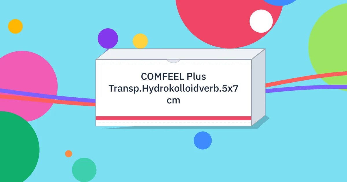 Symbolbild: Packung mit der Aufschrift COMFEEL Plus Transp.Hydrokolloidverb.5x7 cm (PZN 14045213) – Verfügbarkeit und Bezug in Apotheken in Frankfurt am Main