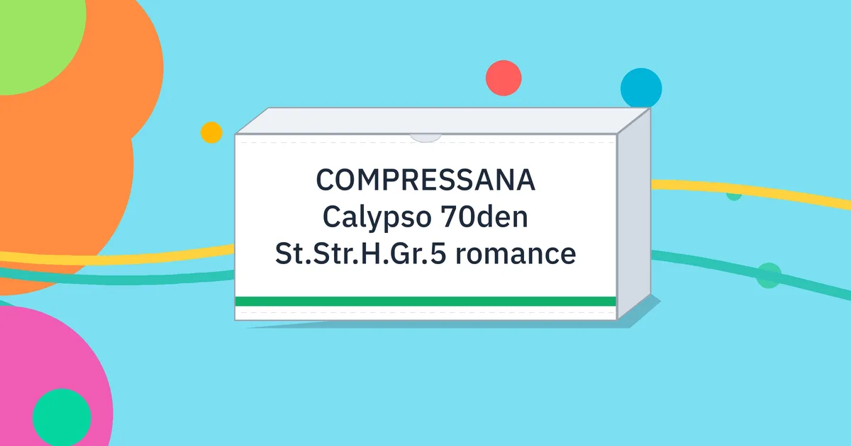 Symbolbild: Packung mit der Aufschrift COMPRESSANA Calypso 70den St.Str.H.Gr.5 romance (PZN 07718812) – Verfügbarkeit und Bezug in Apotheken in Frankfurt am Main