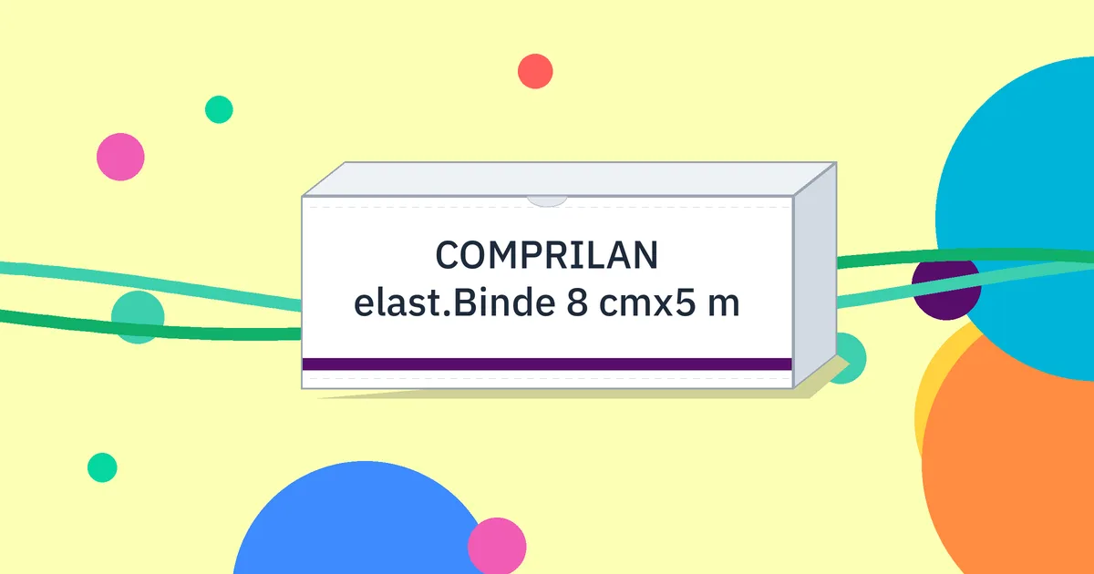 Symbolbild: Packung mit der Aufschrift COMPRILAN elast.Binde 8 cmx5 m (PZN 18363097) – Verfügbarkeit und Bezug in Apotheken in Frankfurt am Main