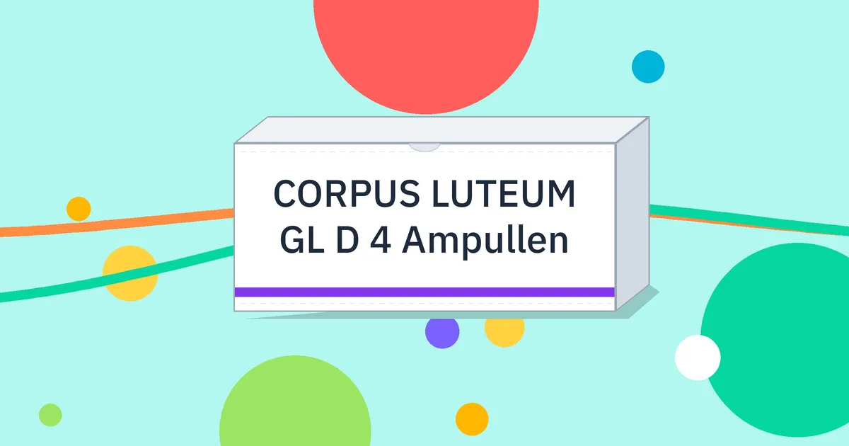 Symbolbild: Packung mit der Aufschrift CORPUS LUTEUM GL D 4 Ampullen (PZN 03360118) – Verfügbarkeit und Bezug in Apotheken in Frankfurt am Main
