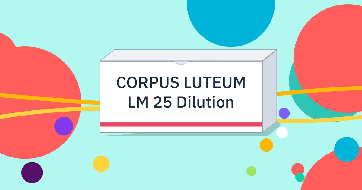Symbolbild: Packung mit der Aufschrift CORPUS LUTEUM LM 25 Dilution (PZN 12834992) – Verfügbarkeit und Bezug in Apotheken in Frankfurt am Main