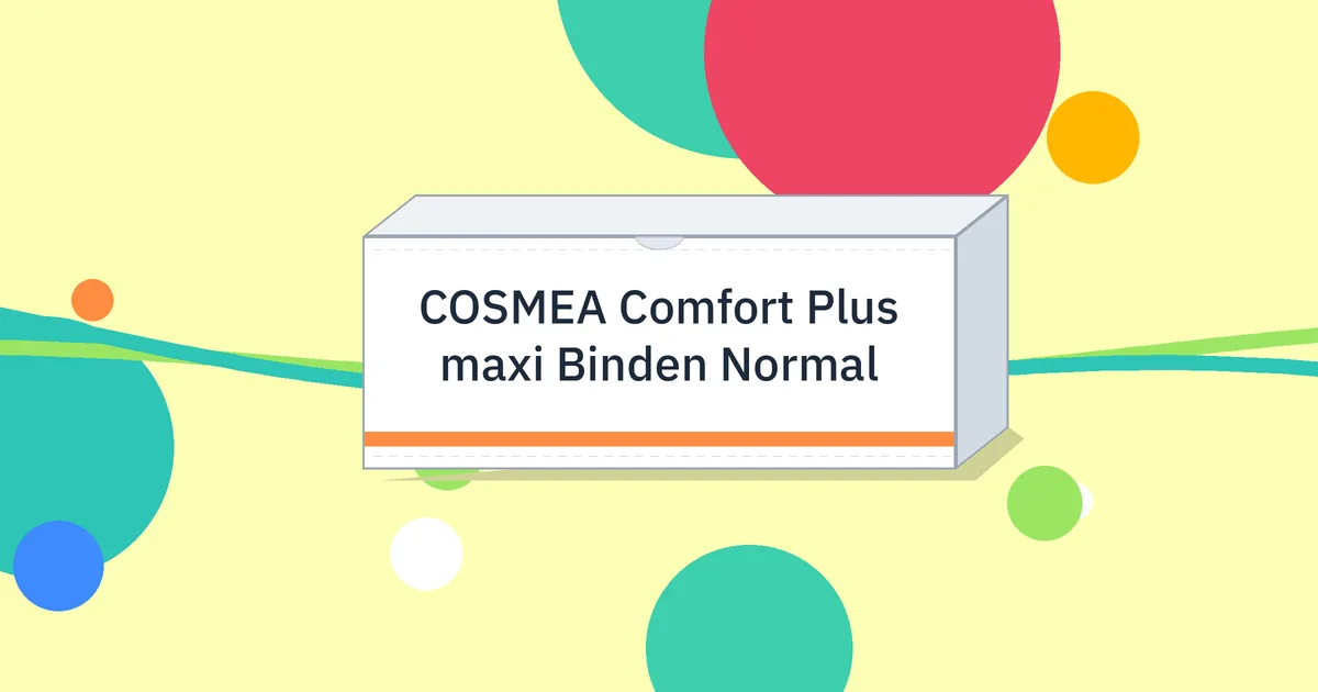 Symbolbild: Packung mit der Aufschrift COSMEA Comfort Plus maxi Binden Normal (PZN 11860875) – Verfügbarkeit und Bezug in Apotheken in Frankfurt am Main