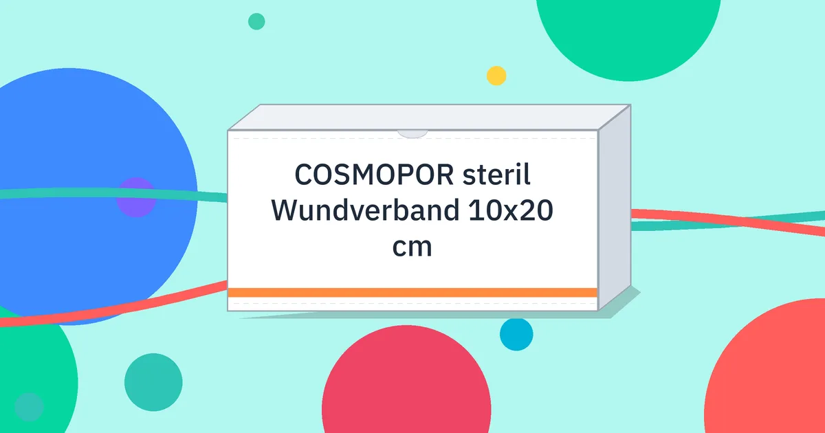 Symbolbild: Packung mit der Aufschrift COSMOPOR steril Wundverband 10x20 cm (PZN 19214985) – Verfügbarkeit und Bezug in Apotheken in Frankfurt am Main