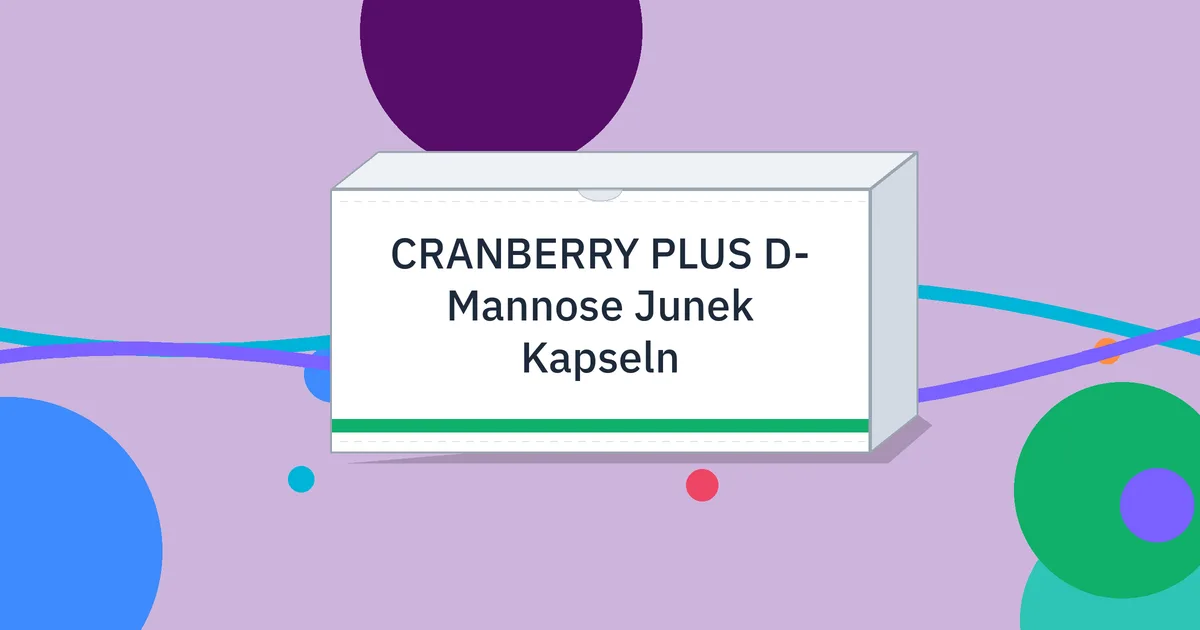 Symbolbild: Packung mit der Aufschrift CRANBERRY PLUS D-Mannose Junek Kapseln (PZN 15656864) – Verfügbarkeit und Bezug in Apotheken in Frankfurt am Main