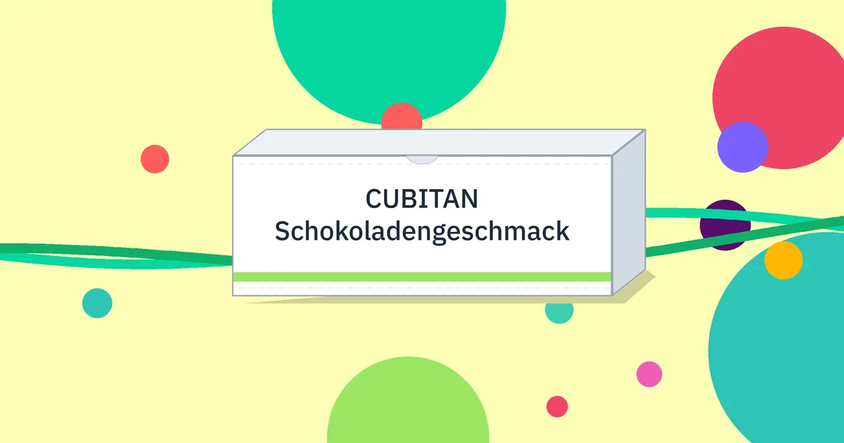 Symbolbild: Packung mit der Aufschrift CUBITAN Schokoladengeschmack (PZN 06101417) – Verfügbarkeit und Bezug in Apotheken in Frankfurt am Main