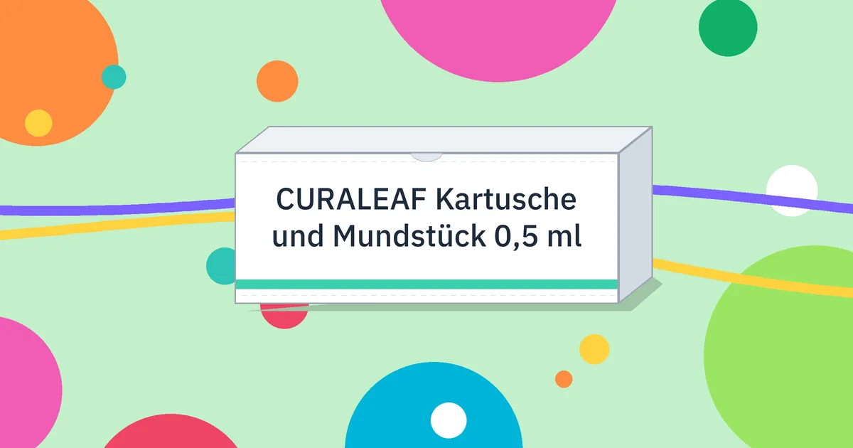Symbolbild: Packung mit der Aufschrift CURALEAF Kartusche und Mundstück 0,5 ml (PZN 20652532) – Verfügbarkeit und Bezug in Apotheken in Frankfurt am Main