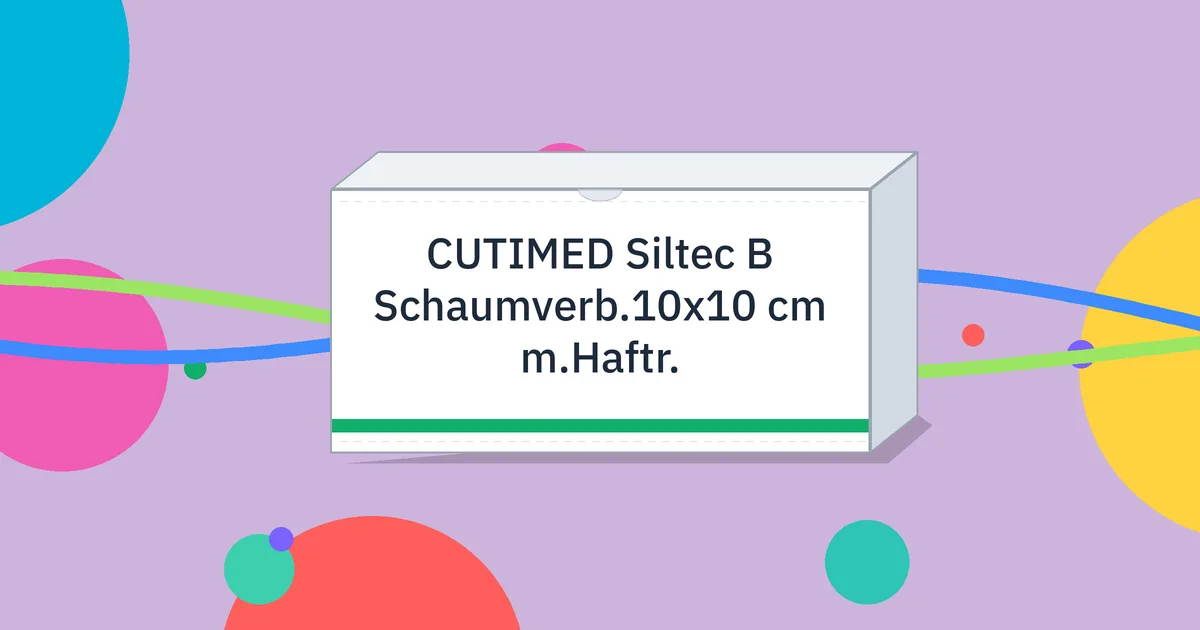 Symbolbild: Packung mit der Aufschrift CUTIMED Siltec B Schaumverb.10x10 cm m.Haftr. (PZN 20543530) – Verfügbarkeit und Bezug in Apotheken in Frankfurt am Main