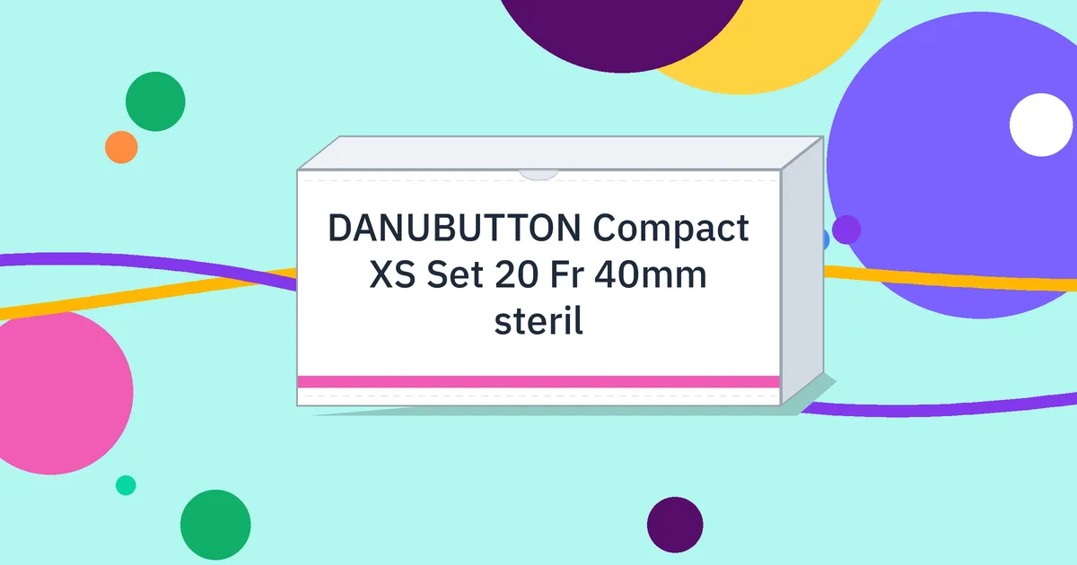 Symbolbild: Packung mit der Aufschrift DANUBUTTON Compact XS Set 20 Fr 40mm steril (PZN 19853231) – Verfügbarkeit und Bezug in Apotheken in Frankfurt am Main