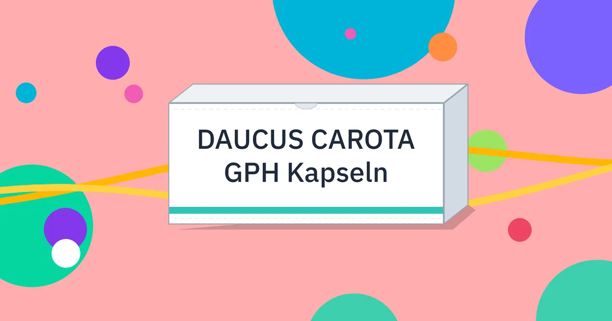Symbolbild: Packung mit der Aufschrift DAUCUS CAROTA GPH Kapseln (PZN 09323704) – Verfügbarkeit und Bezug in Apotheken in Frankfurt am Main