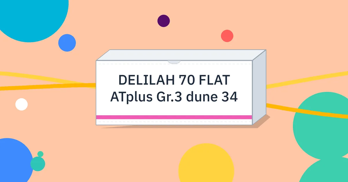 Symbolbild: Packung mit der Aufschrift DELILAH 70 FLAT ATplus Gr.3 dune 34 (PZN 13848602) – Verfügbarkeit und Bezug in Apotheken in Frankfurt am Main