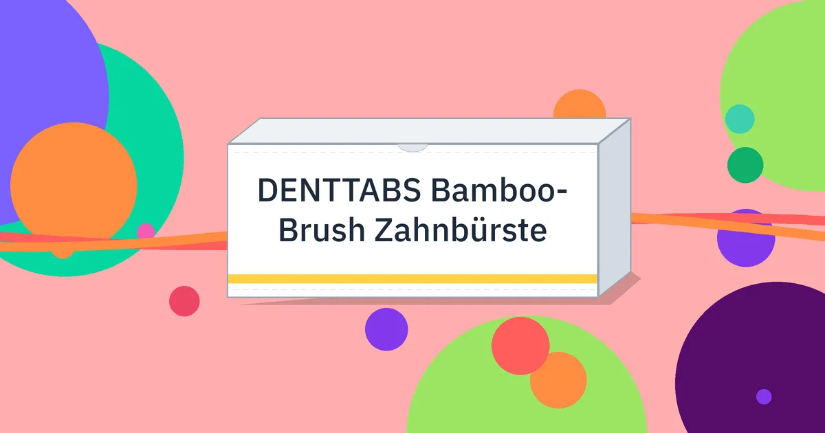 Symbolbild: Packung mit der Aufschrift DENTTABS Bamboo-Brush Zahnbürste (PZN 15631120) – Verfügbarkeit und Bezug in Apotheken in Frankfurt am Main