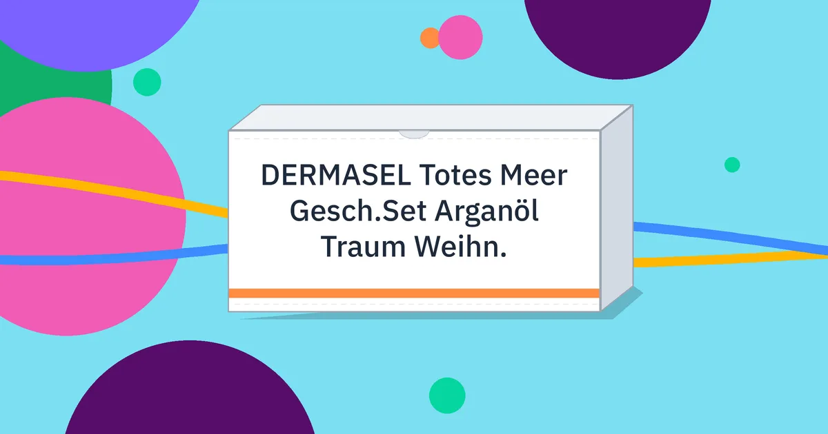 Symbolbild: Packung mit der Aufschrift DERMASEL Totes Meer Gesch.Set Arganöl Traum Weihn. (PZN 02463187) – Verfügbarkeit und Bezug in Apotheken in Frankfurt am Main