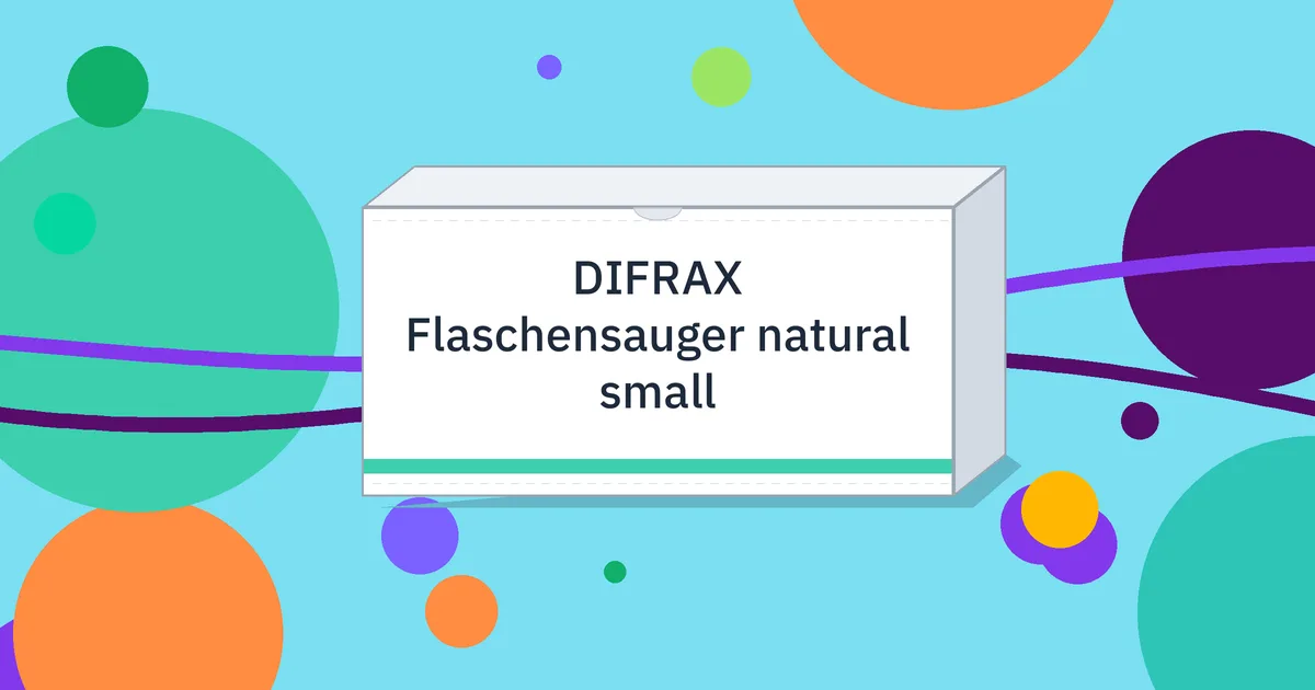 Symbolbild: Packung mit der Aufschrift DIFRAX Flaschensauger natural small (PZN 12518222) – Verfügbarkeit und Bezug in Apotheken in Frankfurt am Main