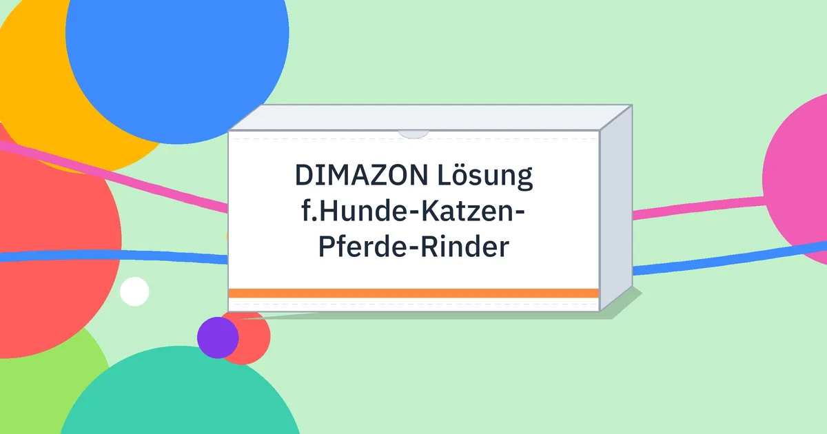 Symbolbild: Packung mit der Aufschrift DIMAZON Lösung f.Hunde-Katzen-Pferde-Rinder (PZN 00044902) – Verfügbarkeit und Bezug in Apotheken in Frankfurt am Main