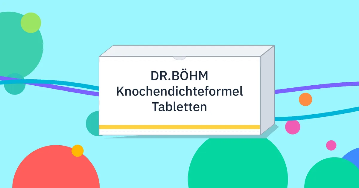 Symbolbild: Packung mit der Aufschrift DR.BÖHM Knochendichteformel Tabletten (PZN 20203314) – Verfügbarkeit und Bezug in Apotheken in Frankfurt am Main