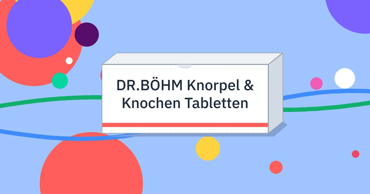 Symbolbild: Packung mit der Aufschrift DR.BÖHM Knorpel & Knochen Tabletten (PZN 19267183) – Verfügbarkeit und Bezug in Apotheken in Frankfurt am Main