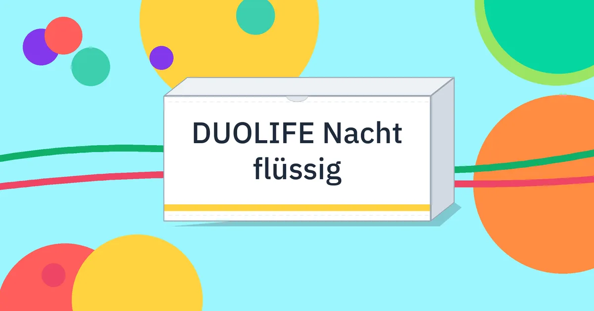Symbolbild: Packung mit der Aufschrift DUOLIFE Nacht flüssig (PZN 18193436) – Verfügbarkeit und Bezug in Apotheken in Frankfurt am Main