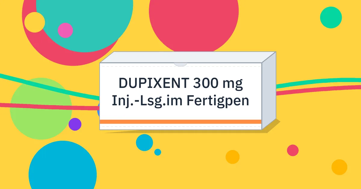 Symbolbild: Packung mit der Aufschrift DUPIXENT 300 mg Inj.-Lsg.im Fertigpen (PZN 18458484) – Verfügbarkeit und Bezug in Apotheken in Frankfurt am Main