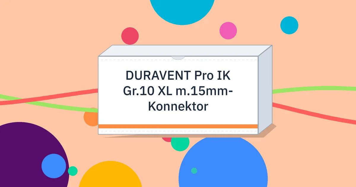 Symbolbild: Packung mit der Aufschrift DURAVENT Pro IK Gr.10 XL m.15mm-Konnektor (PZN 19243188) – Verfügbarkeit und Bezug in Apotheken in Frankfurt am Main