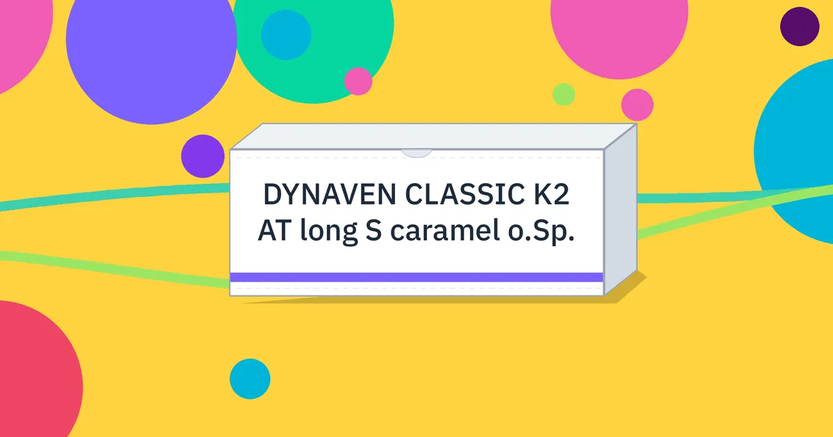 Symbolbild: Packung mit der Aufschrift DYNAVEN CLASSIC K2 AT long S caramel o.Sp. (PZN 18418993) – Verfügbarkeit und Bezug in Apotheken in Frankfurt am Main