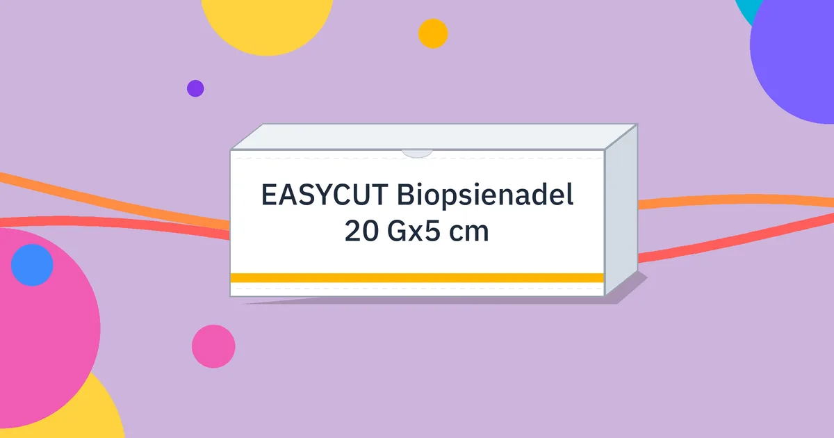 Symbolbild: Packung mit der Aufschrift EASYCUT Biopsienadel 20 Gx5 cm (PZN 16921021) – Verfügbarkeit und Bezug in Apotheken in Frankfurt am Main