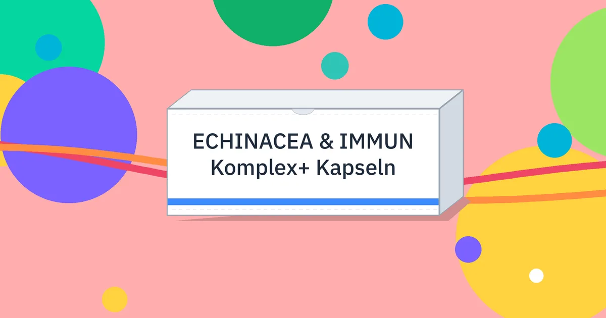 Symbolbild: Packung mit der Aufschrift ECHINACEA & IMMUN Komplex+ Kapseln (PZN 20700900) – Verfügbarkeit und Bezug in Apotheken in Frankfurt am Main
