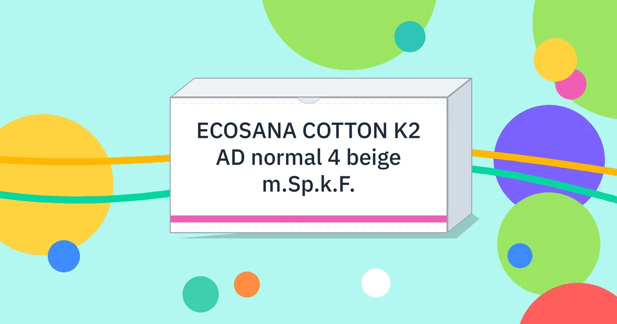Symbolbild: Packung mit der Aufschrift ECOSANA COTTON K2 AD normal 4 beige m.Sp.k.F. (PZN 16947799) – Verfügbarkeit und Bezug in Apotheken in Frankfurt am Main