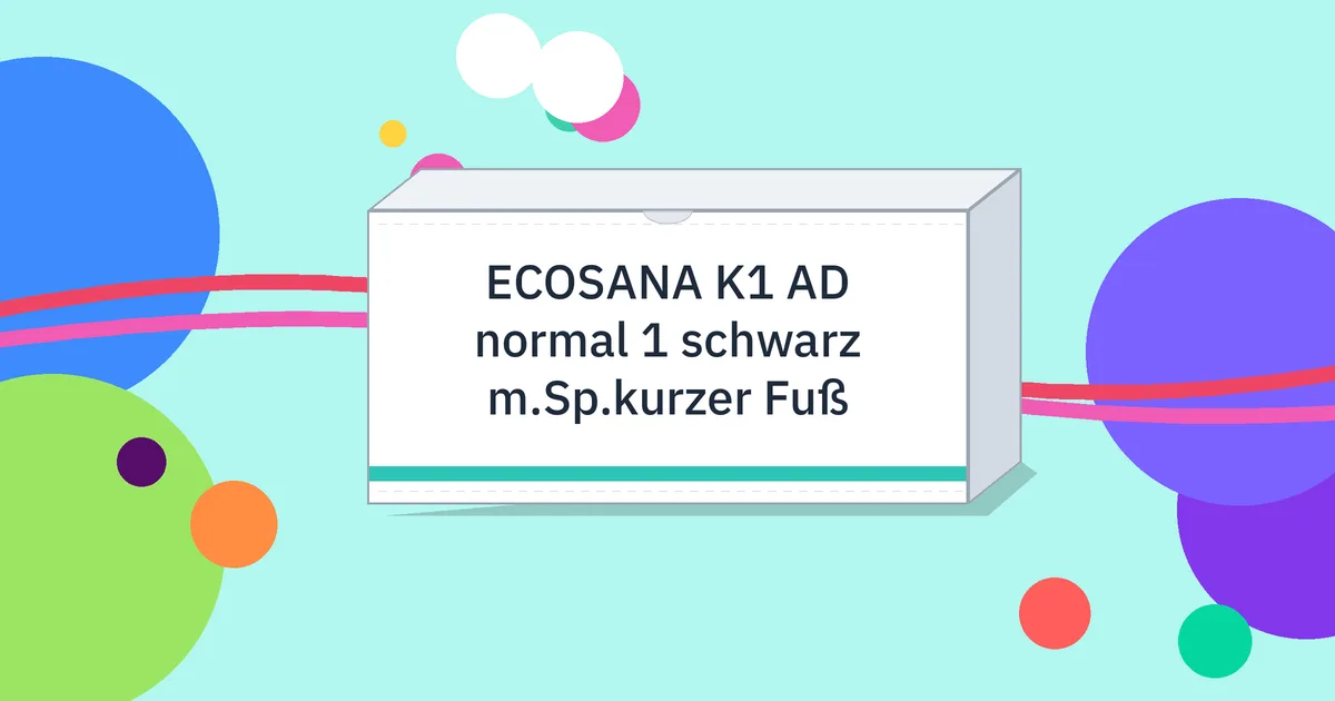 Symbolbild: Packung mit der Aufschrift ECOSANA K1 AD normal 1 schwarz m.Sp.kurzer Fuß (PZN 04724195) – Verfügbarkeit und Bezug in Apotheken in Frankfurt am Main
