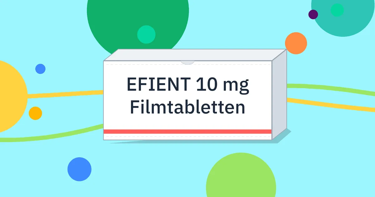 Symbolbild: Packung mit der Aufschrift EFIENT 10 mg Filmtabletten (PZN 05743527) – Verfügbarkeit und Bezug in Apotheken in Frankfurt am Main